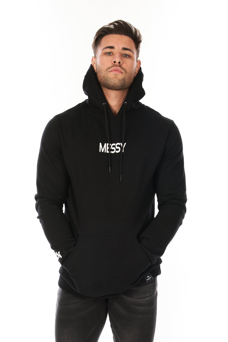 Branded Core Hoodie Black Relaxed Fit – Messy London